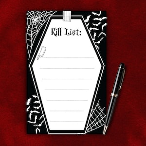 Kill List Notepad| Gothic Note Pad| Coffin to Do List| Spooky Goth ...