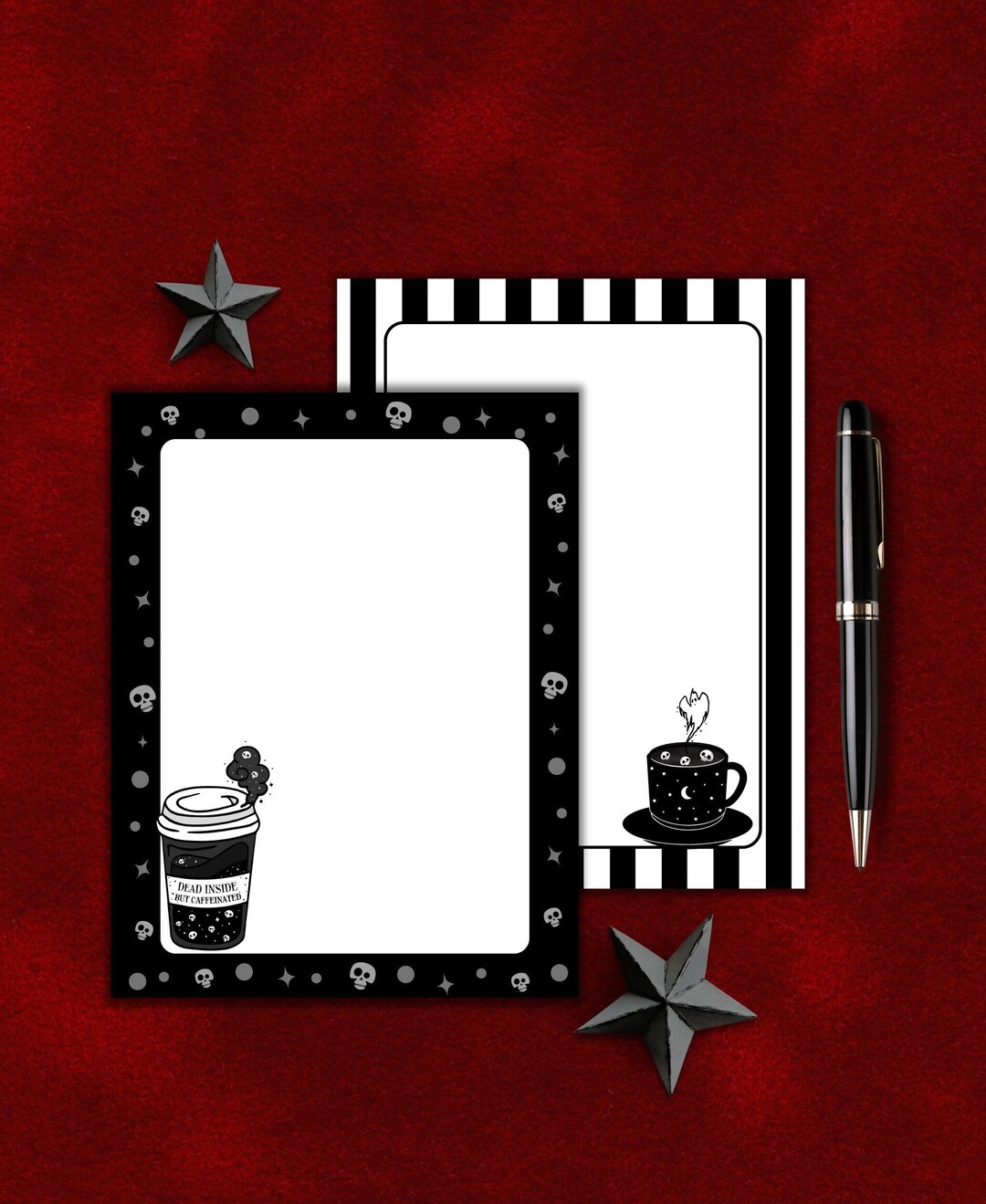Gothic Tear Away Notepad Set| Spooky Coffee Note Pad| Halloween Memo ...