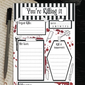 Daily Kill List Notepad| Killer Note Pad| Gothic Note Pad| True Crime ...