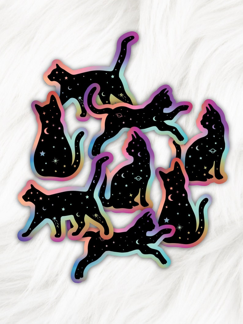 Celestial Cat Sticker Pack| Rainbow Cat Sticker Bundle| Galaxy Cat ...
