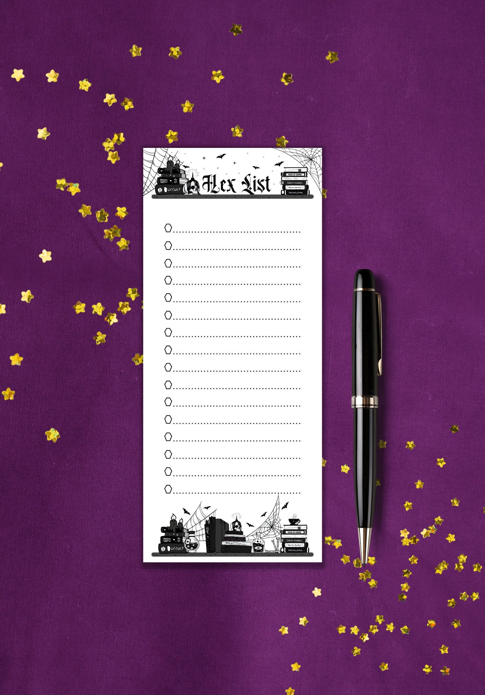 Witchy to Do List| Spooky Bookshelf Notepad| Creepy Checklist Memo Pad ...