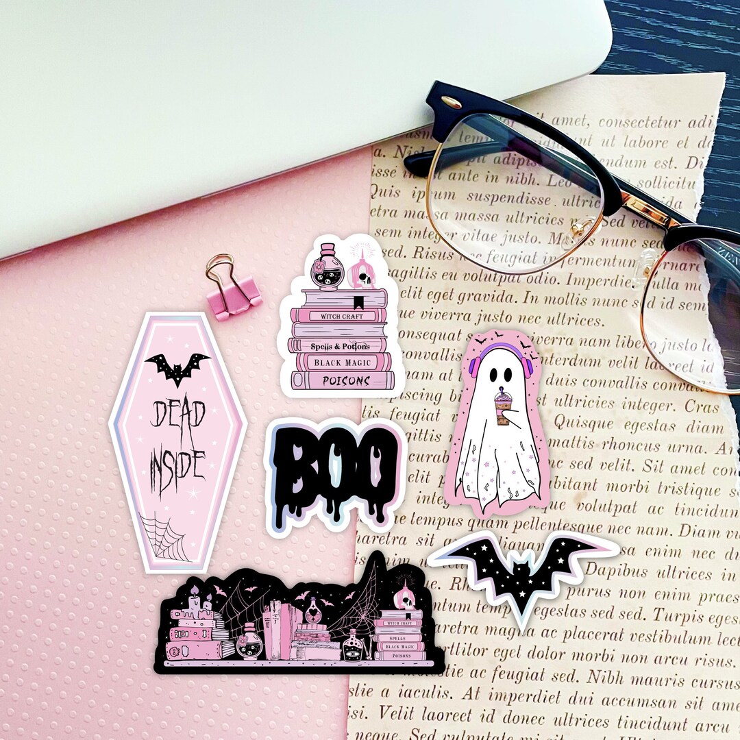 Pink Halloween Bookish Sticker Set| Pastel Ghost Sticker Pack| Spooky ...