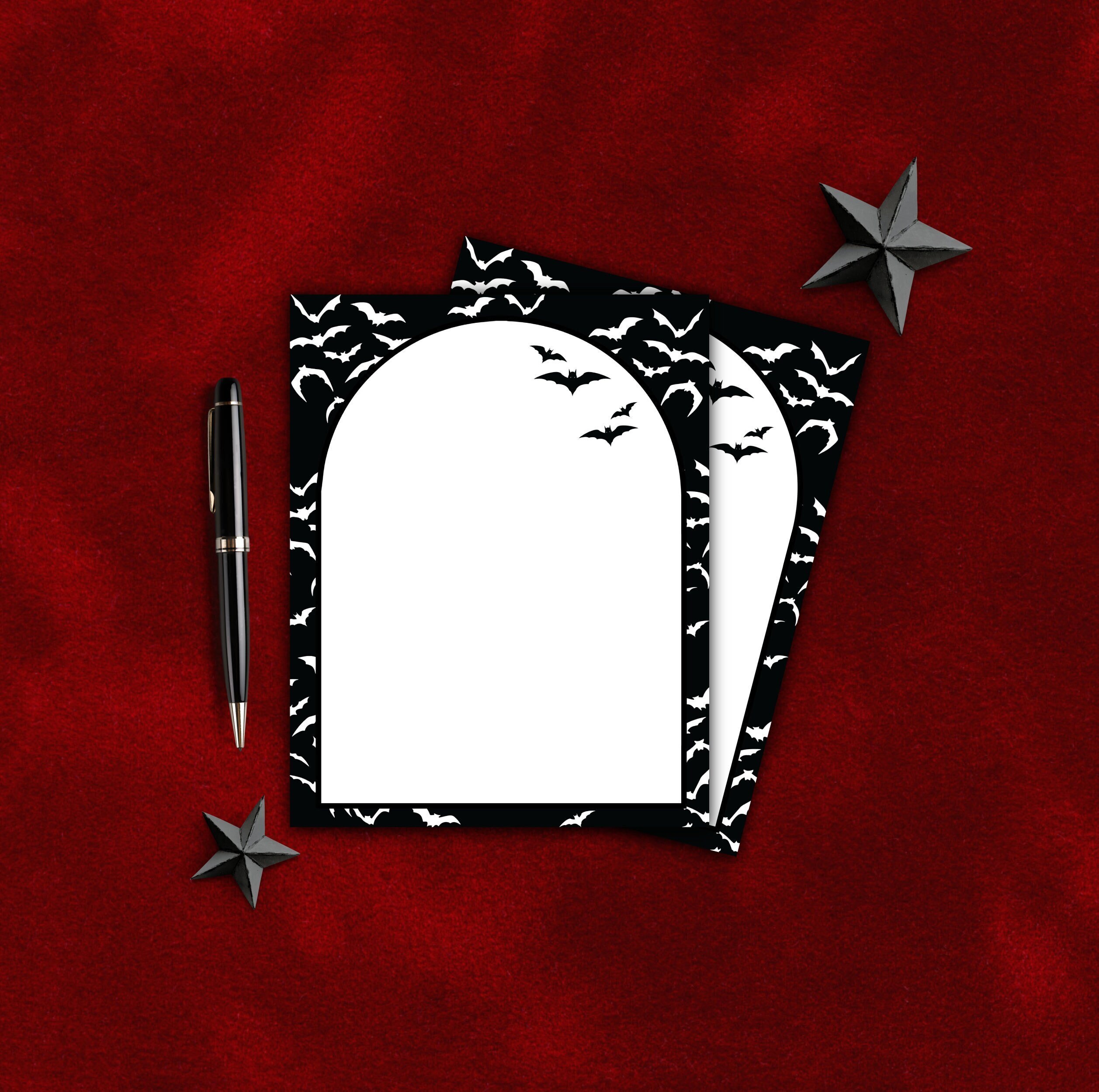 Gothic Tear Away Notepad Black Bats Note Pad Halloween Memo - Etsy