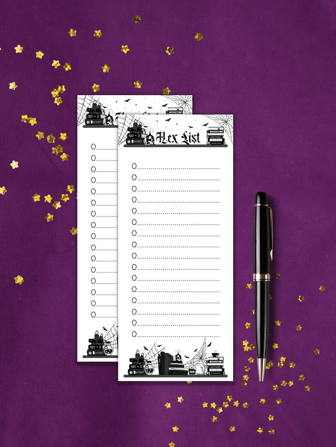 Witchy to Do List| Spooky Bookshelf Notepad| Creepy Checklist Memo Pad ...