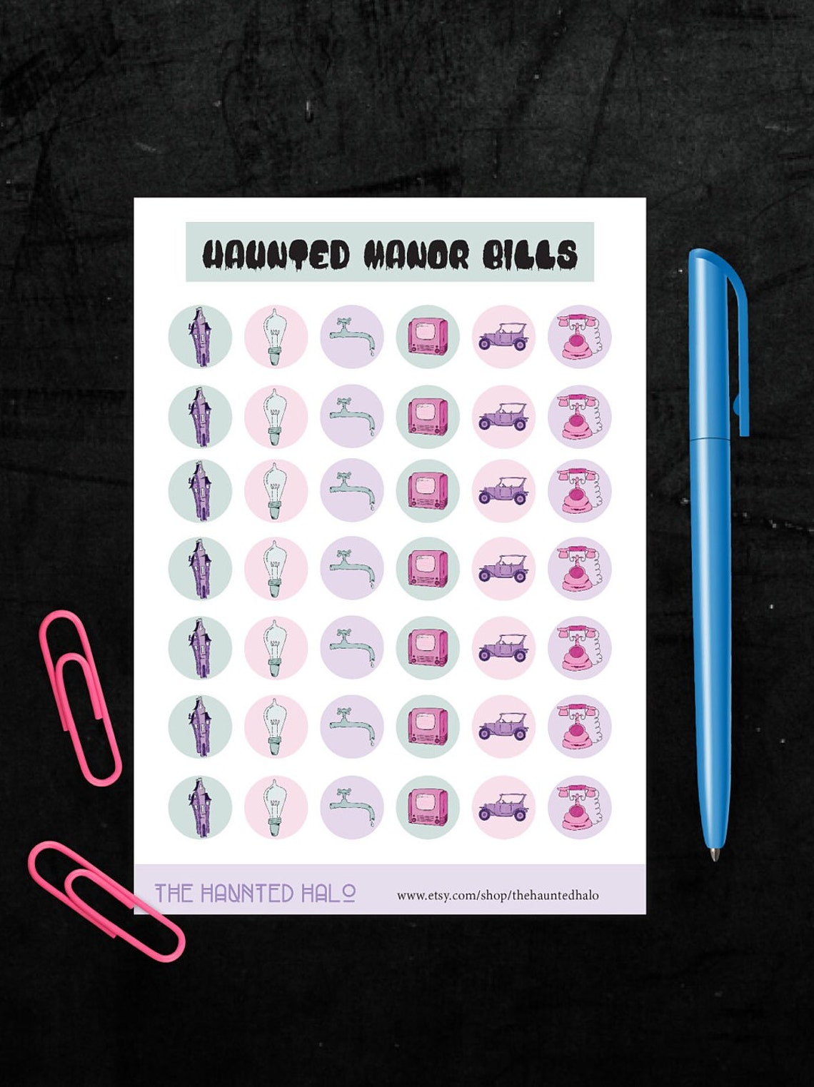Spooky Bill Due Planner Sticker Sheet| Vintage Finance Planner Stickers ...