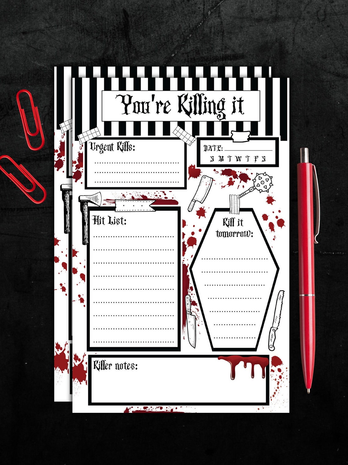 Daily Kill List Notepad| Killer Note Pad| Gothic Note Pad| True Crime ...