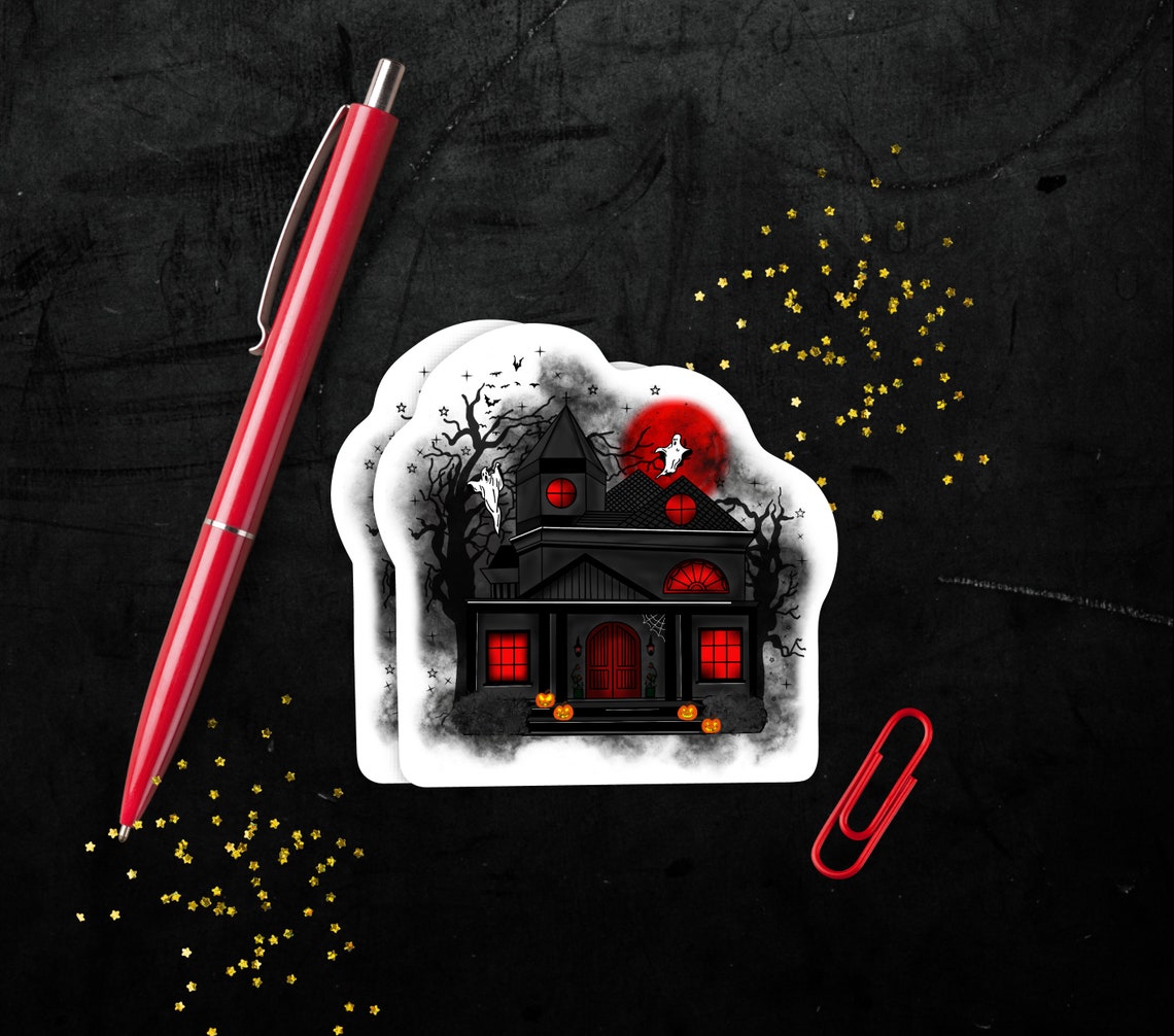 Haunted House Sticker| Gothic House Sticker| Spooky Mansion Decal ...