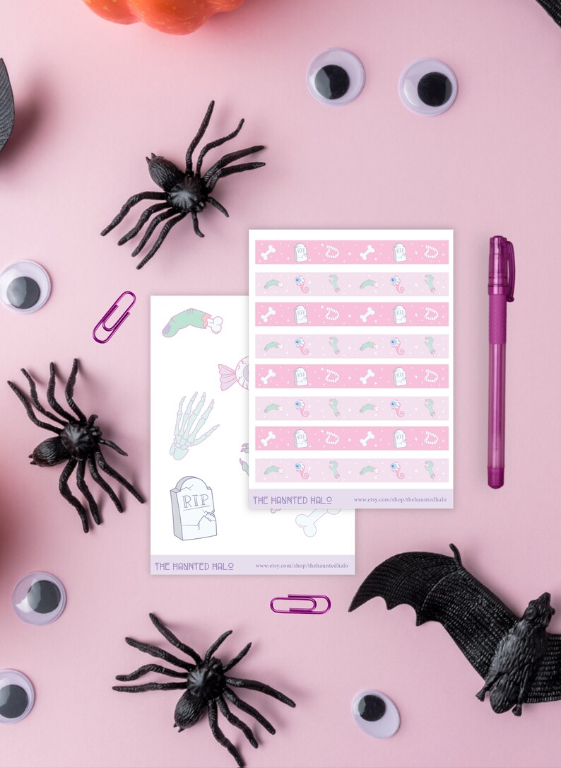 Pastel Halloween Sticker Sheet Pink Halloween Stickers - Etsy