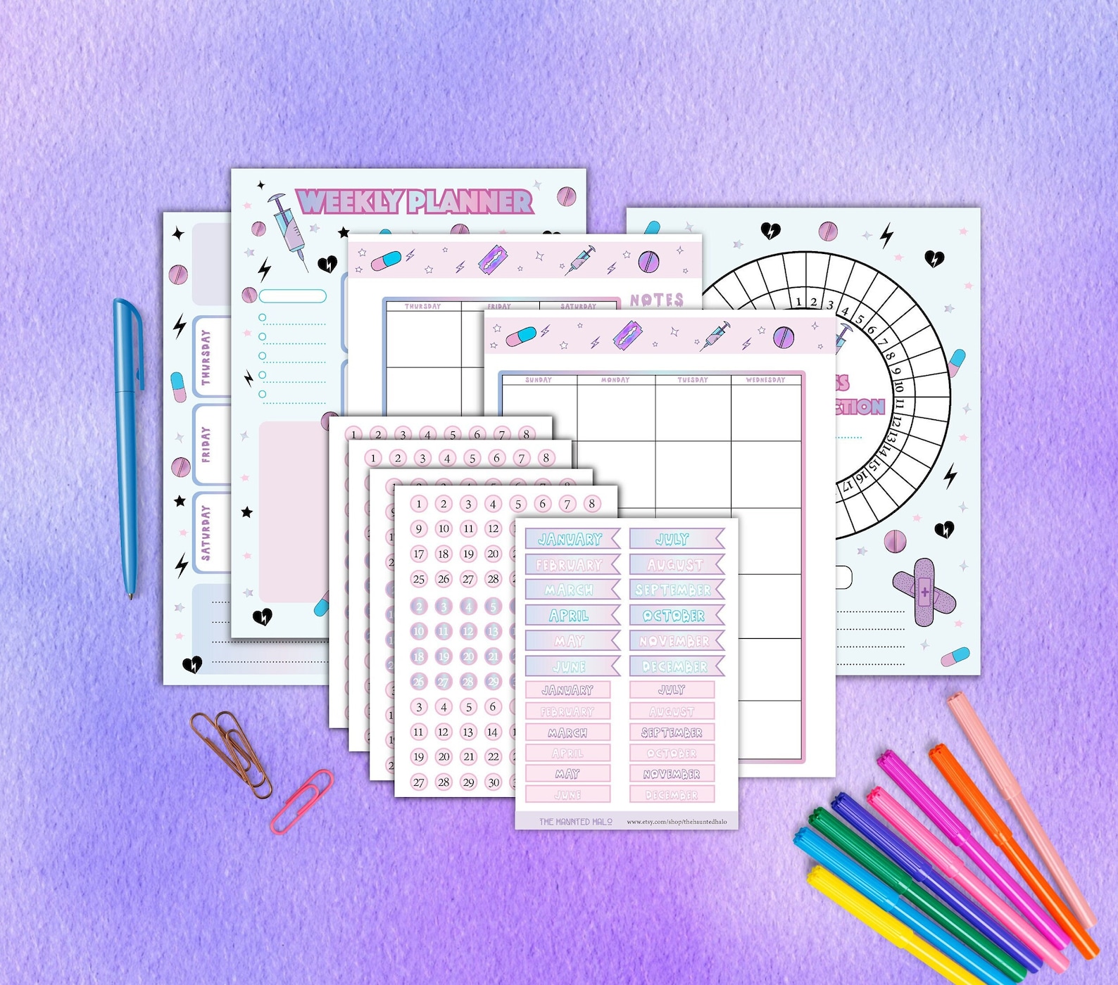 Pills and Syringe Planner Bundle Bandaids and Razor Blades - Etsy