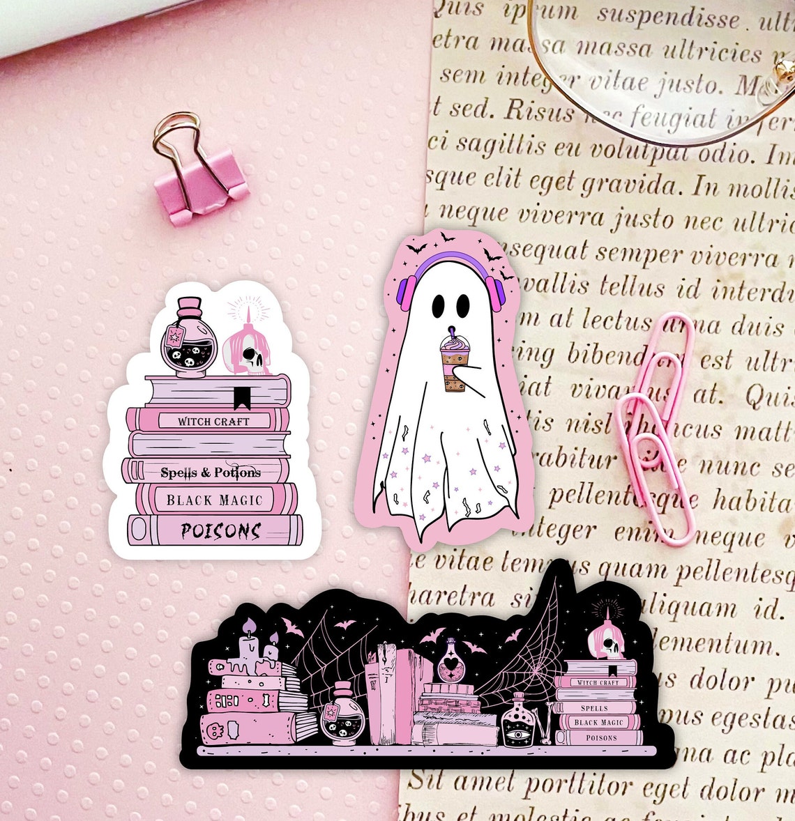 Pink Halloween Bookish Sticker Set| Pastel Ghost Sticker Pack| Spooky ...