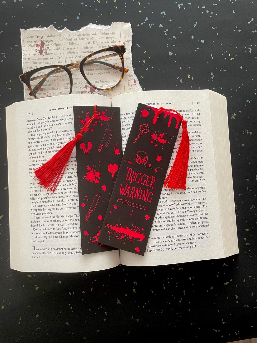 True Crime Bookmark| Psychological Thriller Book Reader| Blood Splatter ...