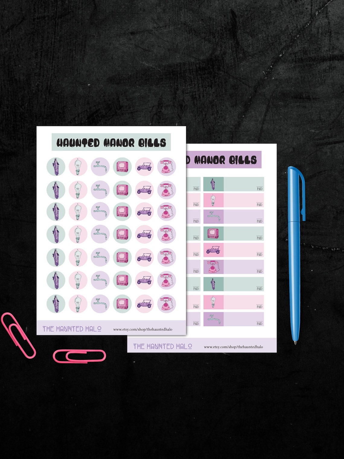 Spooky Bill Due Planner Sticker Sheet| Vintage Finance Planner Stickers ...