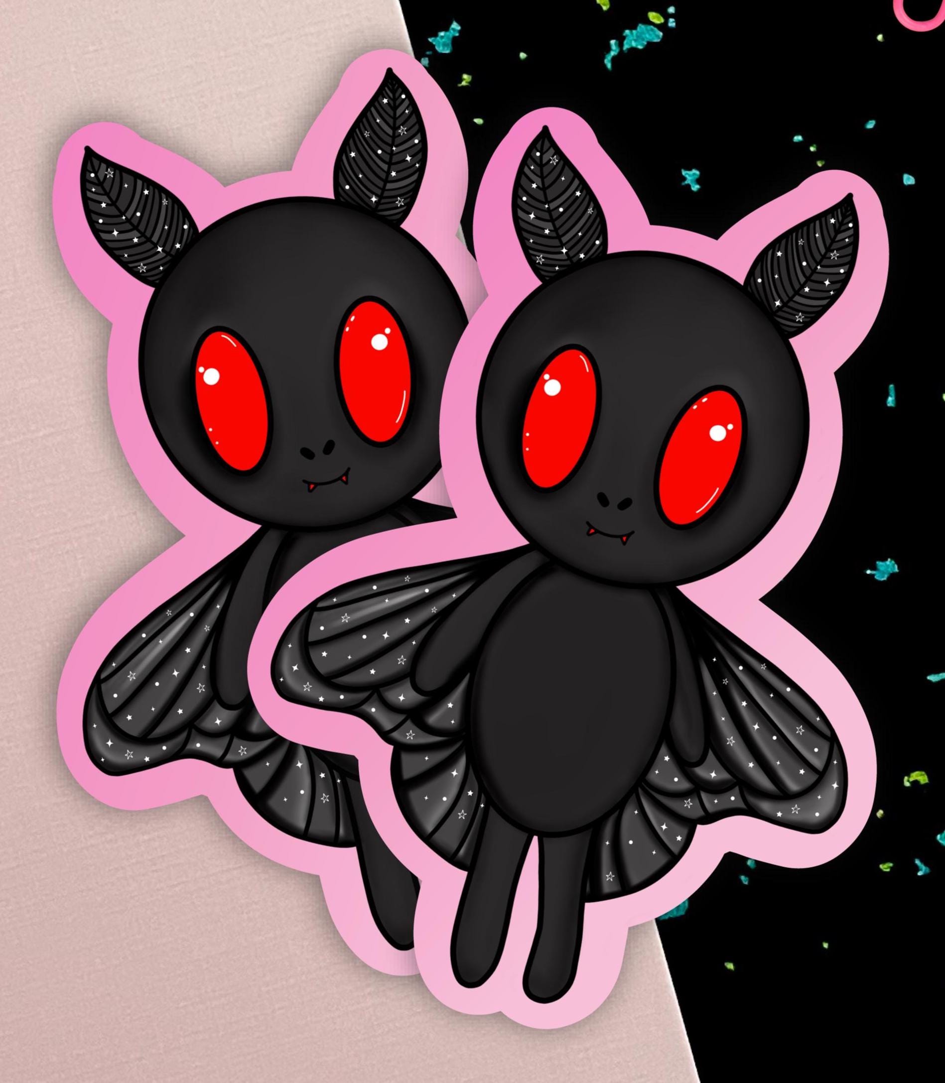 Pink Mothman Sticker | Cute Cryptid Sticker | Mothman Cryptid Creature ...