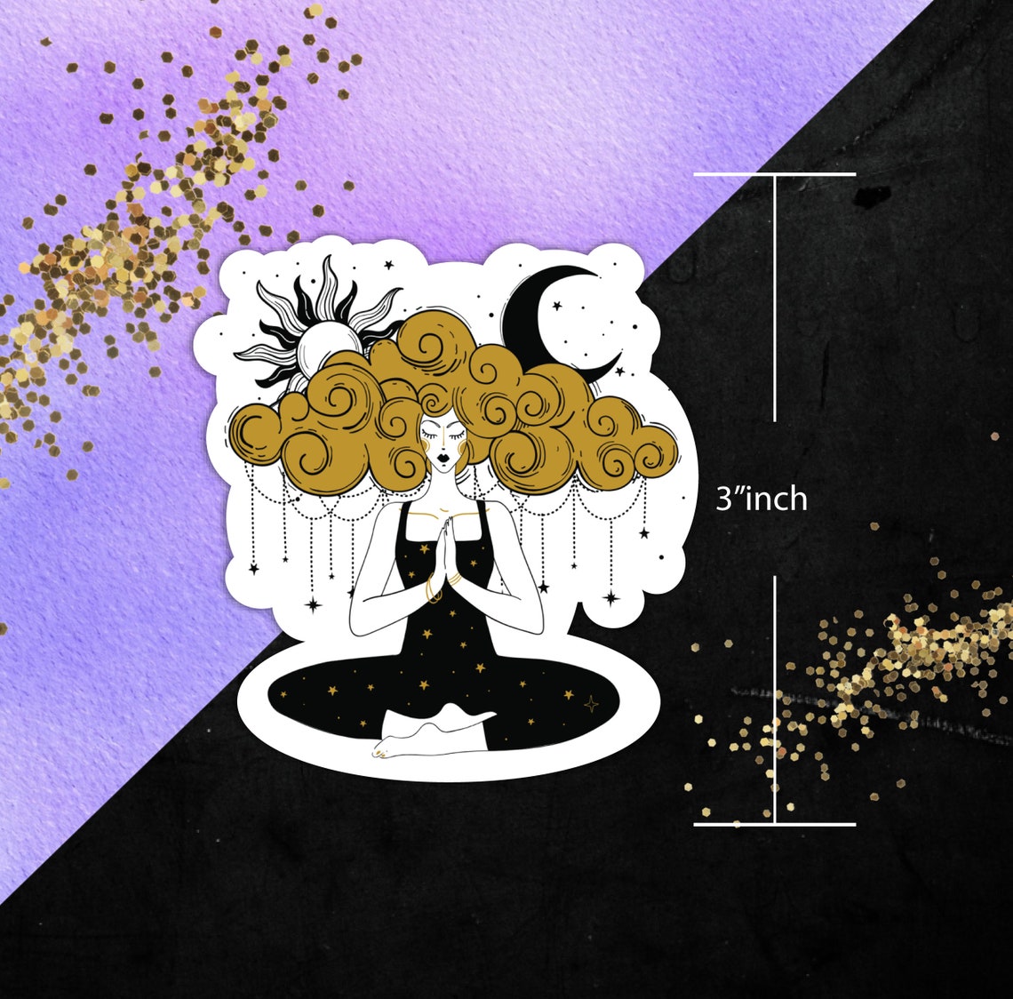 Sun and Moon Goddess Sticker Celestial Witchy Sticker - Etsy