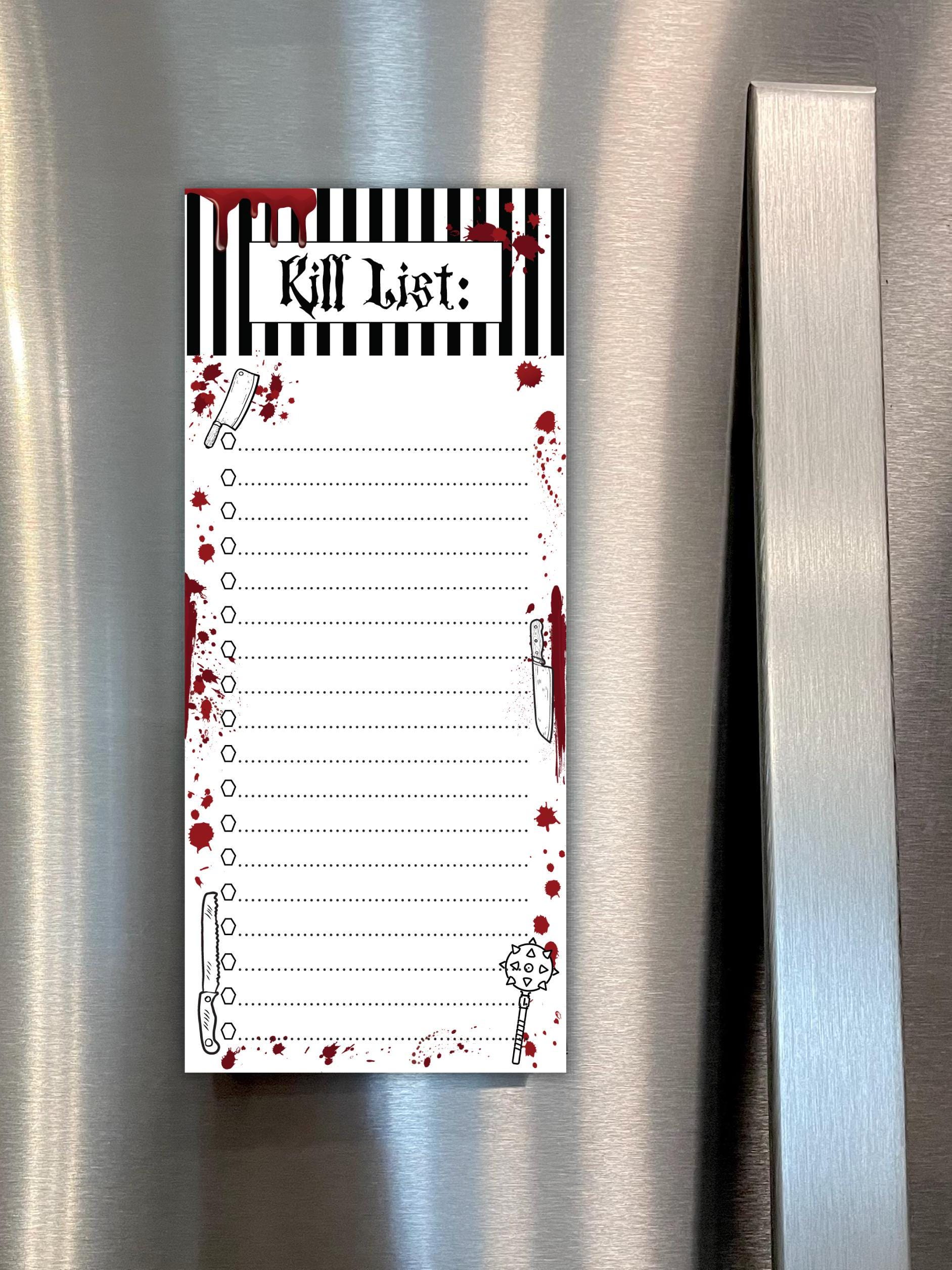 Kill List Notepad| Blood Splatter Note Pad| Gothic to Do List| True ...