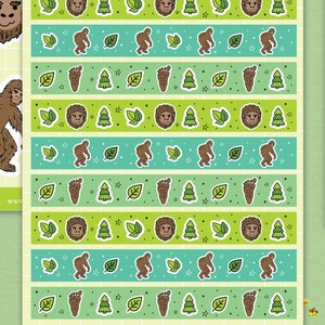 Bigfoot Sticker Sheet| Sasquatch Stickers| Forest Cryptid Sticker Set ...