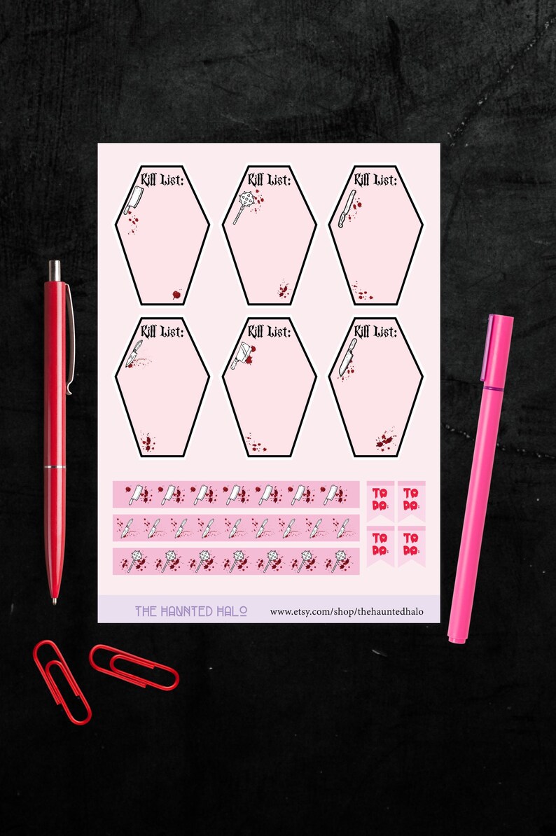 Pink Coffin Planner Sticker Sheet Killer Notes Planner - Etsy