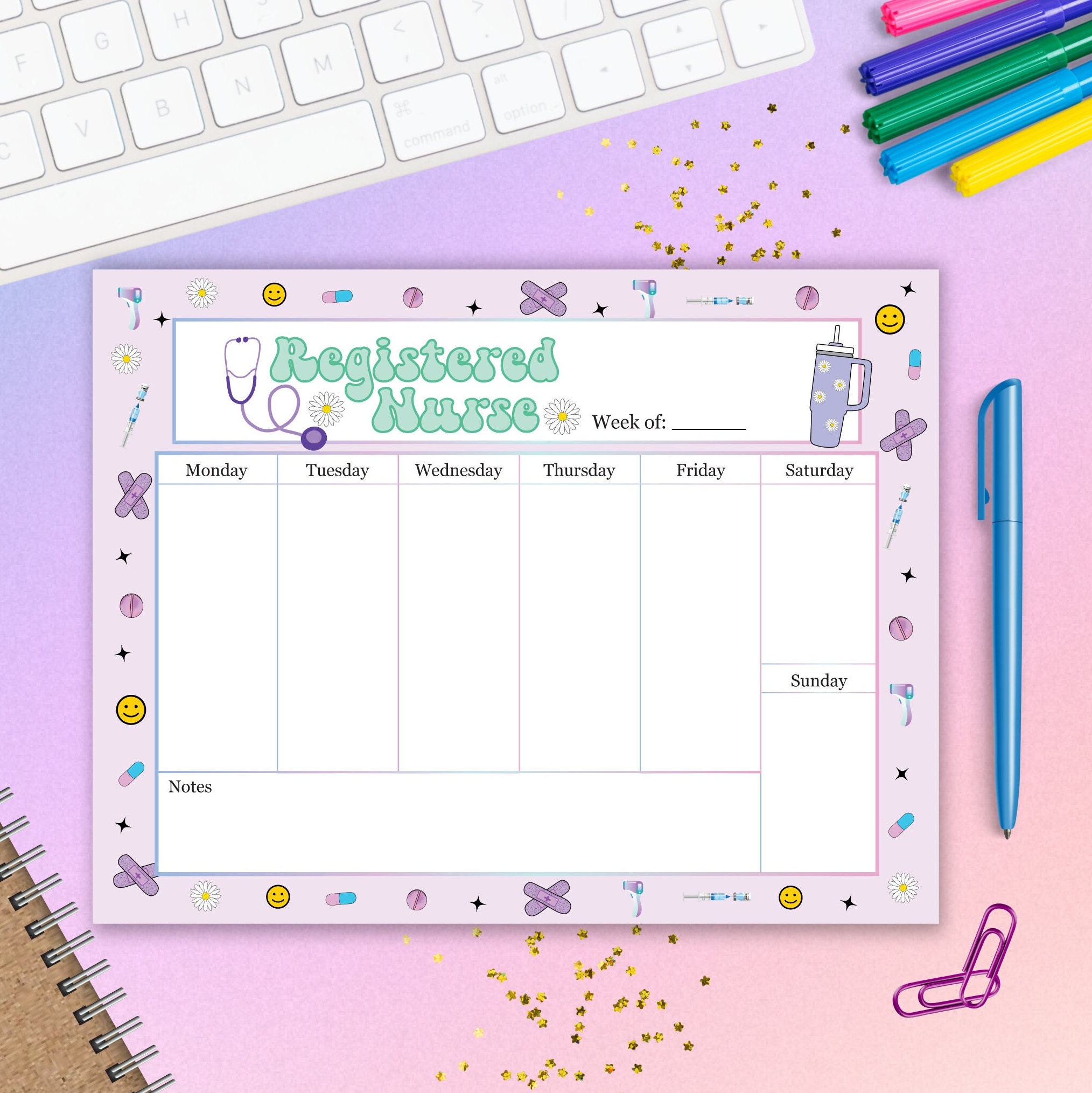 Nurse Weekly Notepad| RN Weekly Planner| Nurse Stationery Gift - Etsy