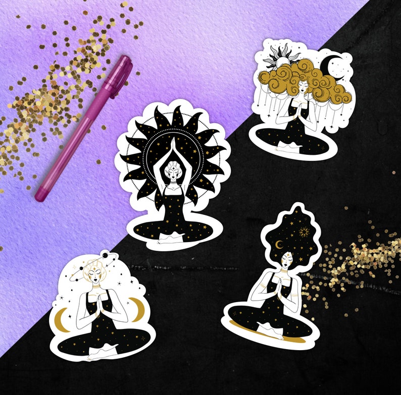 Celestial Goddess Sticker Pack| Celestial Yoga Stickers| Witchy Sticker ...