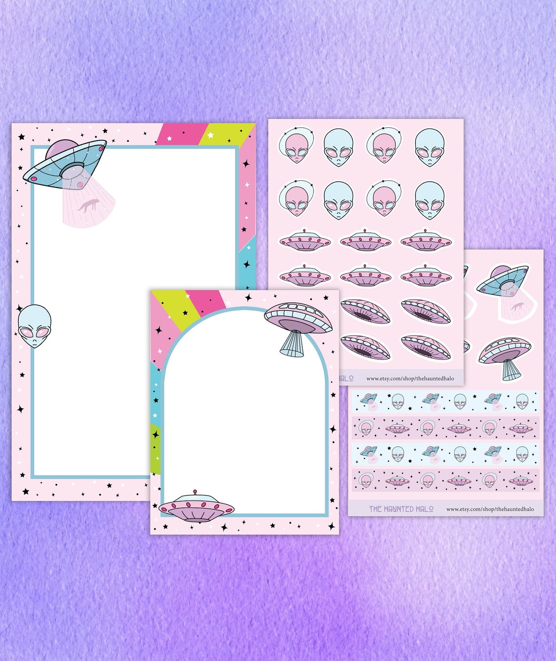 Pink UFO Notepad Gift Set Alien Stationery Bundle Pastel - Etsy