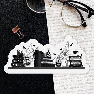 Spooky Bookshelf Sticker| Witchy Bookshelf Sticker| Gothic Books ...
