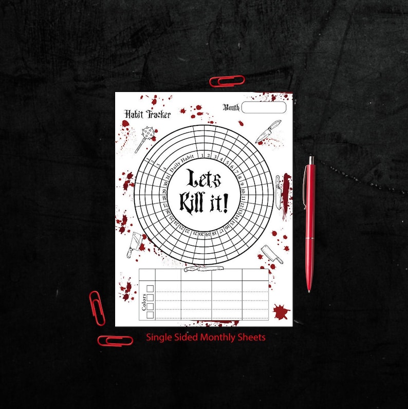 Gothic Habit Tracker Planner Sheets True Crime Tracker Pages - Etsy