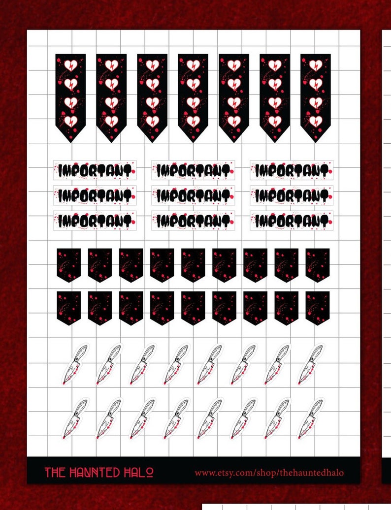 Bloody Knives Sticker Sheet Gothic Stickers Coffin Planner - Etsy