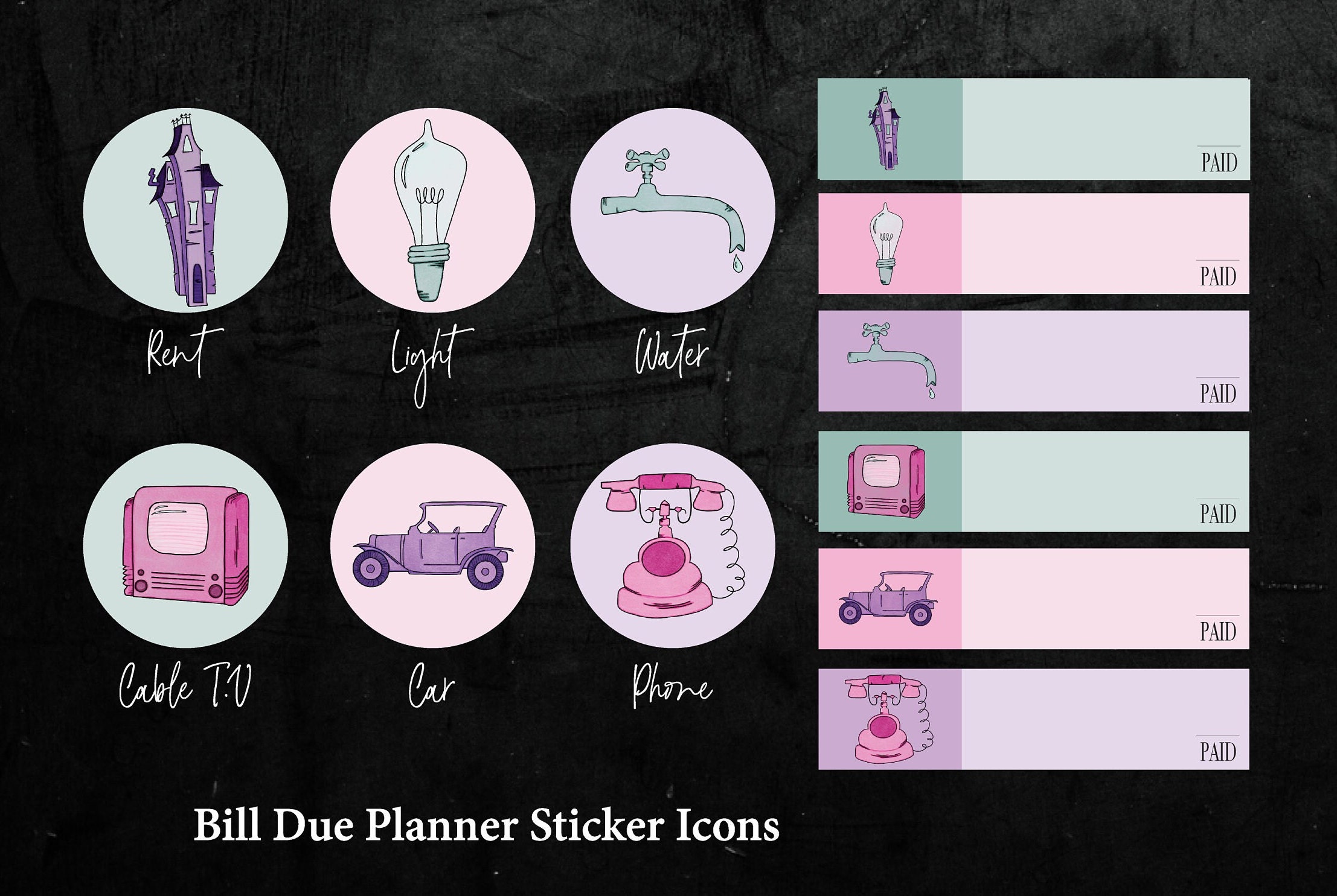 Spooky Bill Due Planner Sticker Sheet| Vintage Finance Planner Stickers ...