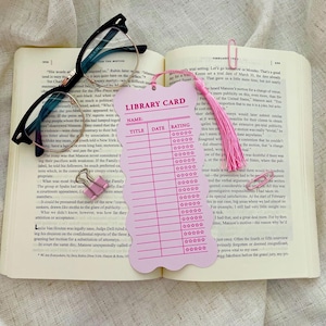 Pink Library Card Bookmark | Reading List Bookmark | Book Tracker - Etsy