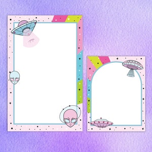 Pink UFO Notepad Gift Set| Alien Stationery Bundle| Pastel Alien ...