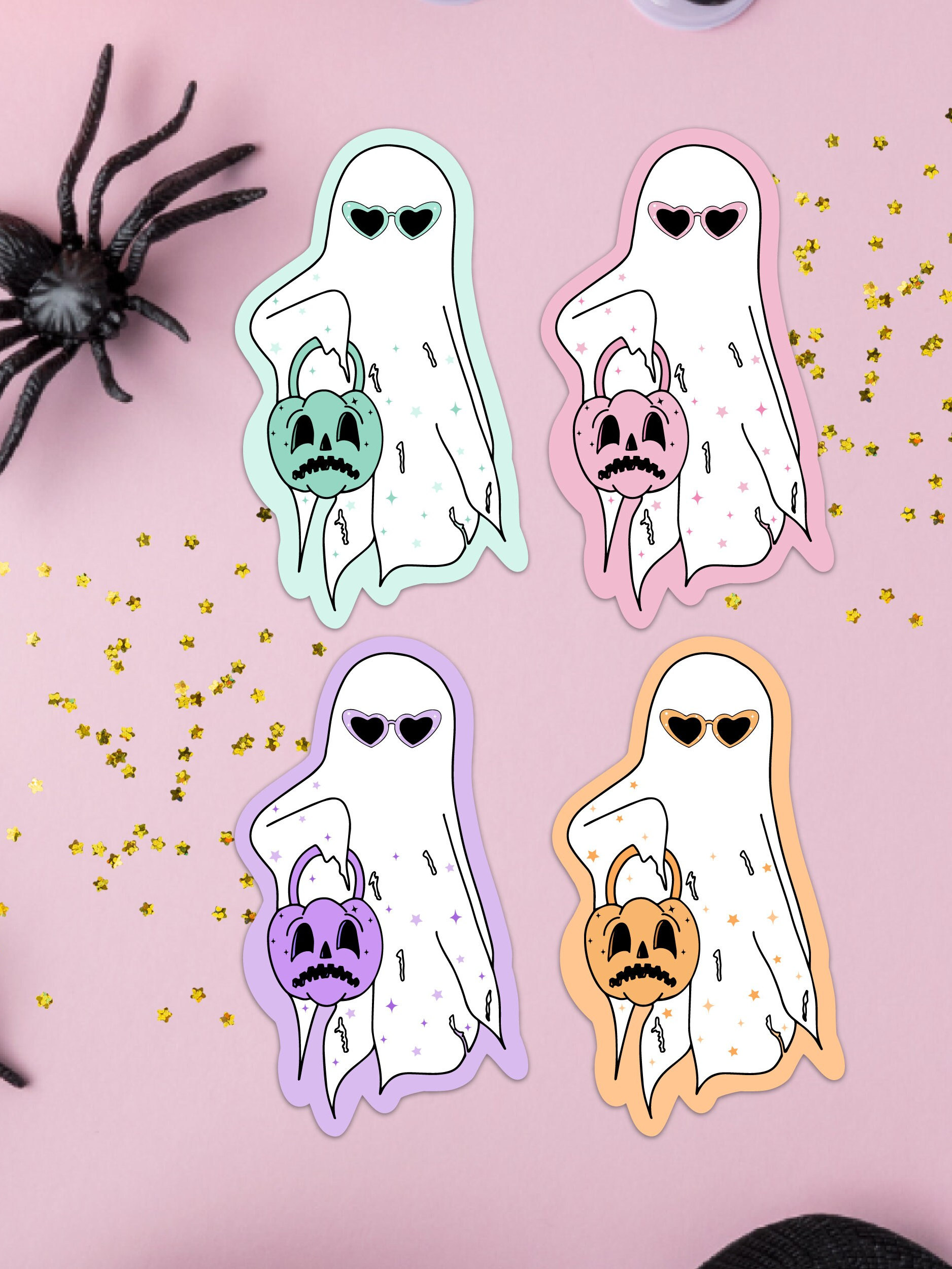 Pastel Ghost Sticker Set Halloween Ghost Sticker Pack Ghost - Etsy