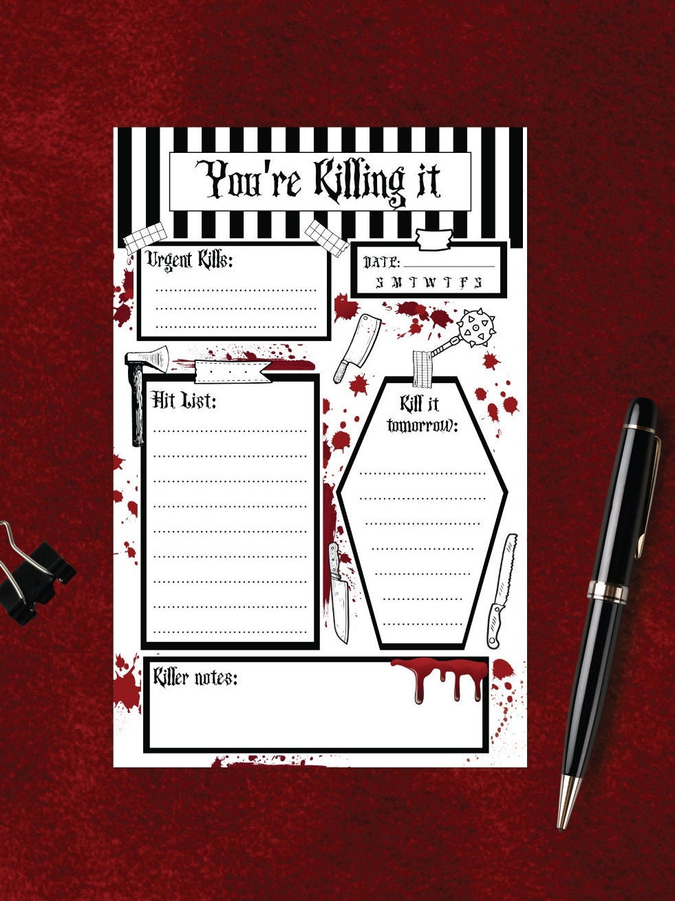 Kill List Stationery Gift Set Killer Notepad Bundle Set - Etsy