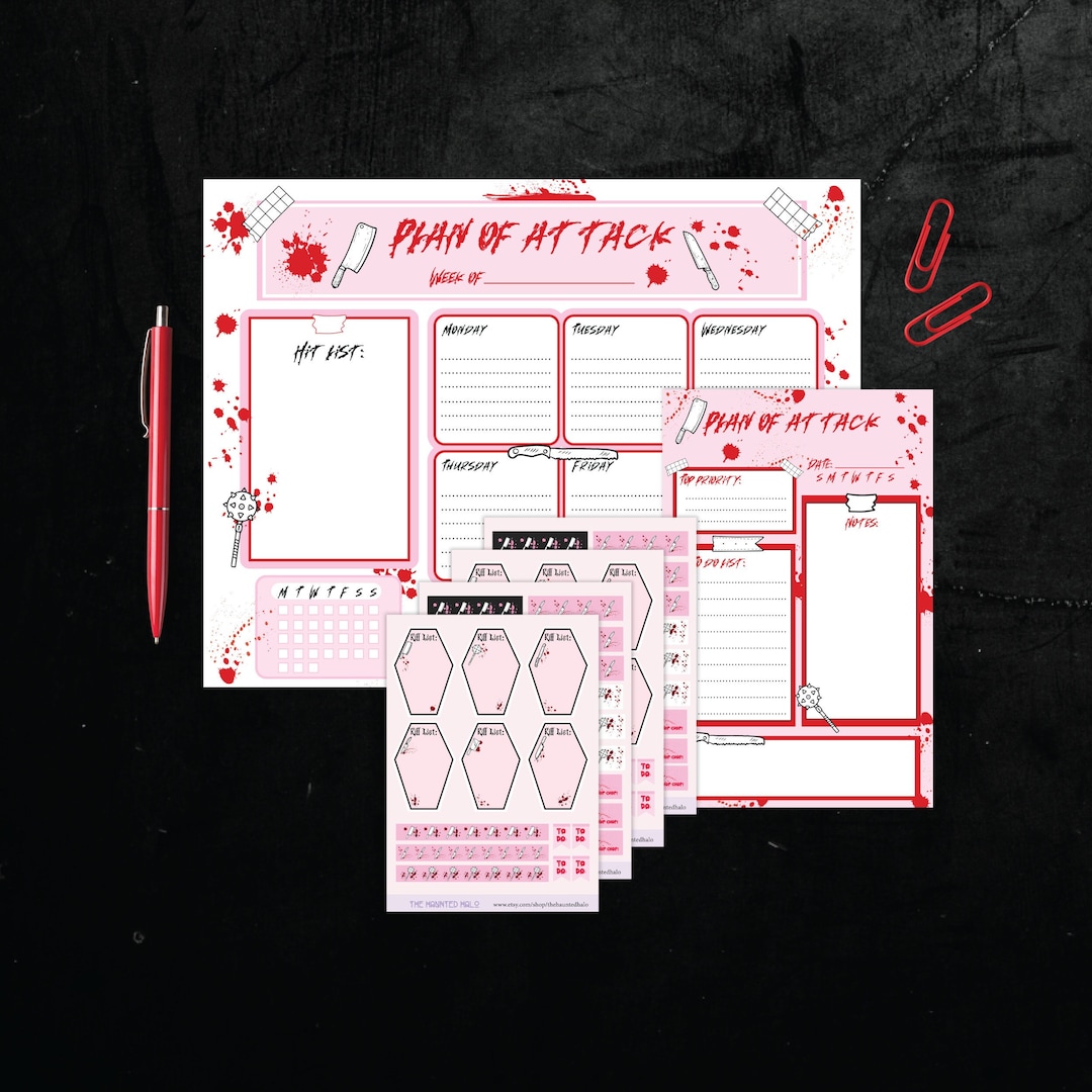 Pink Kill List Stationery Gift Set Killer Notepad Bundle Set Pastel ...