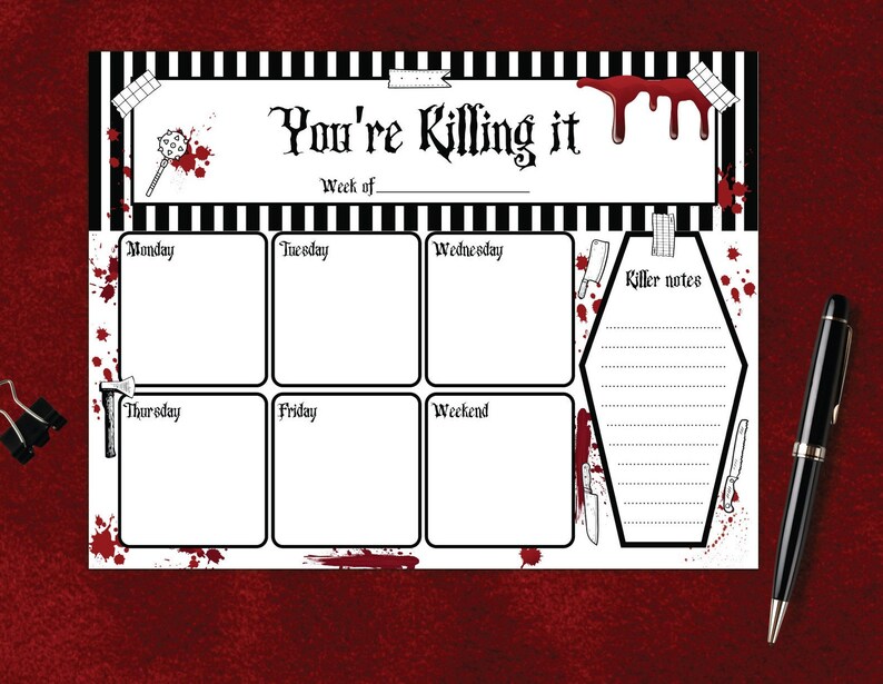Kill List Stationery Gift Set| Killer Notepad Bundle Set| Gothic Note ...