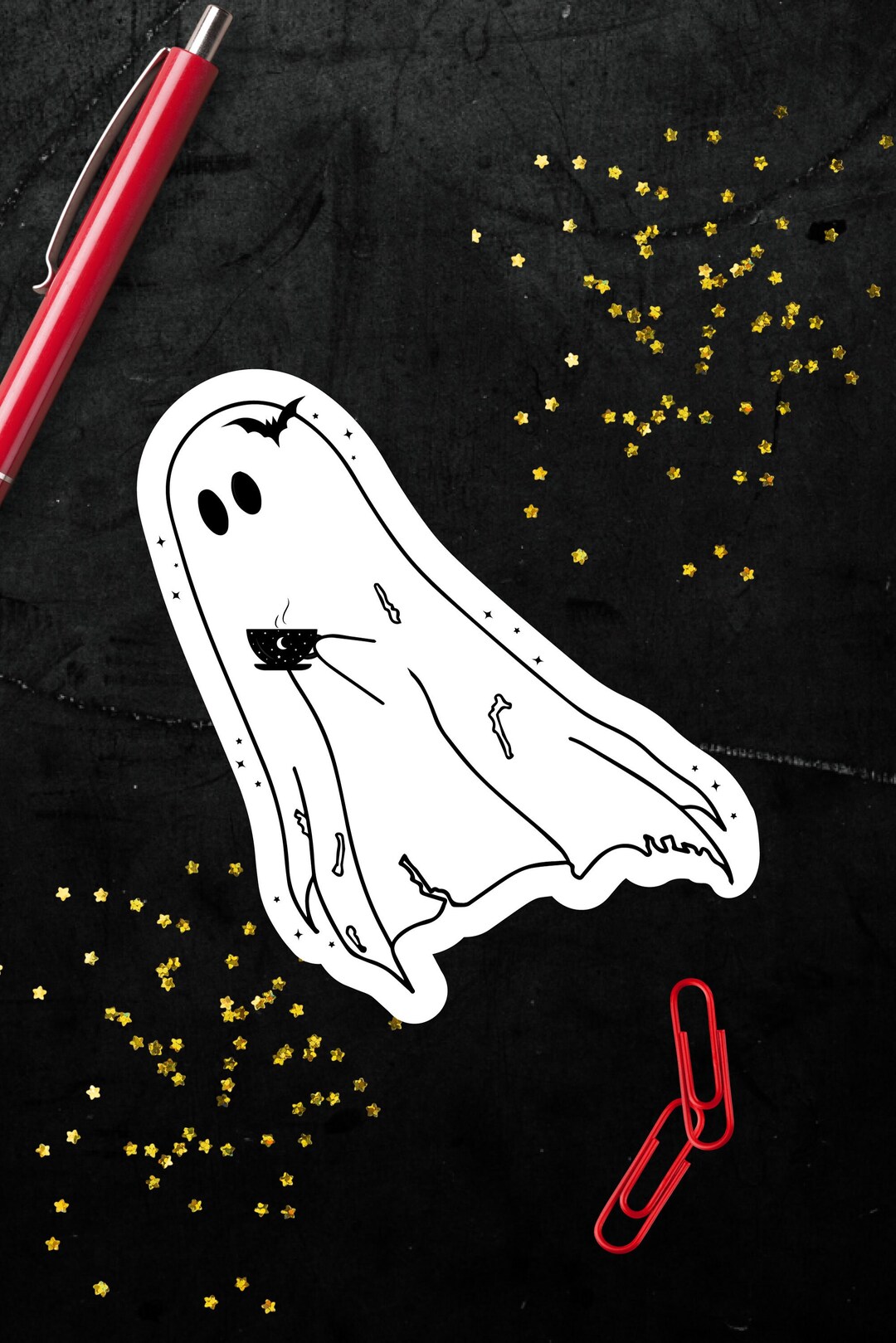 Spooky Ghost Sticker| Halloween Coffee Ghost| Ghost Sticker| Retro ...