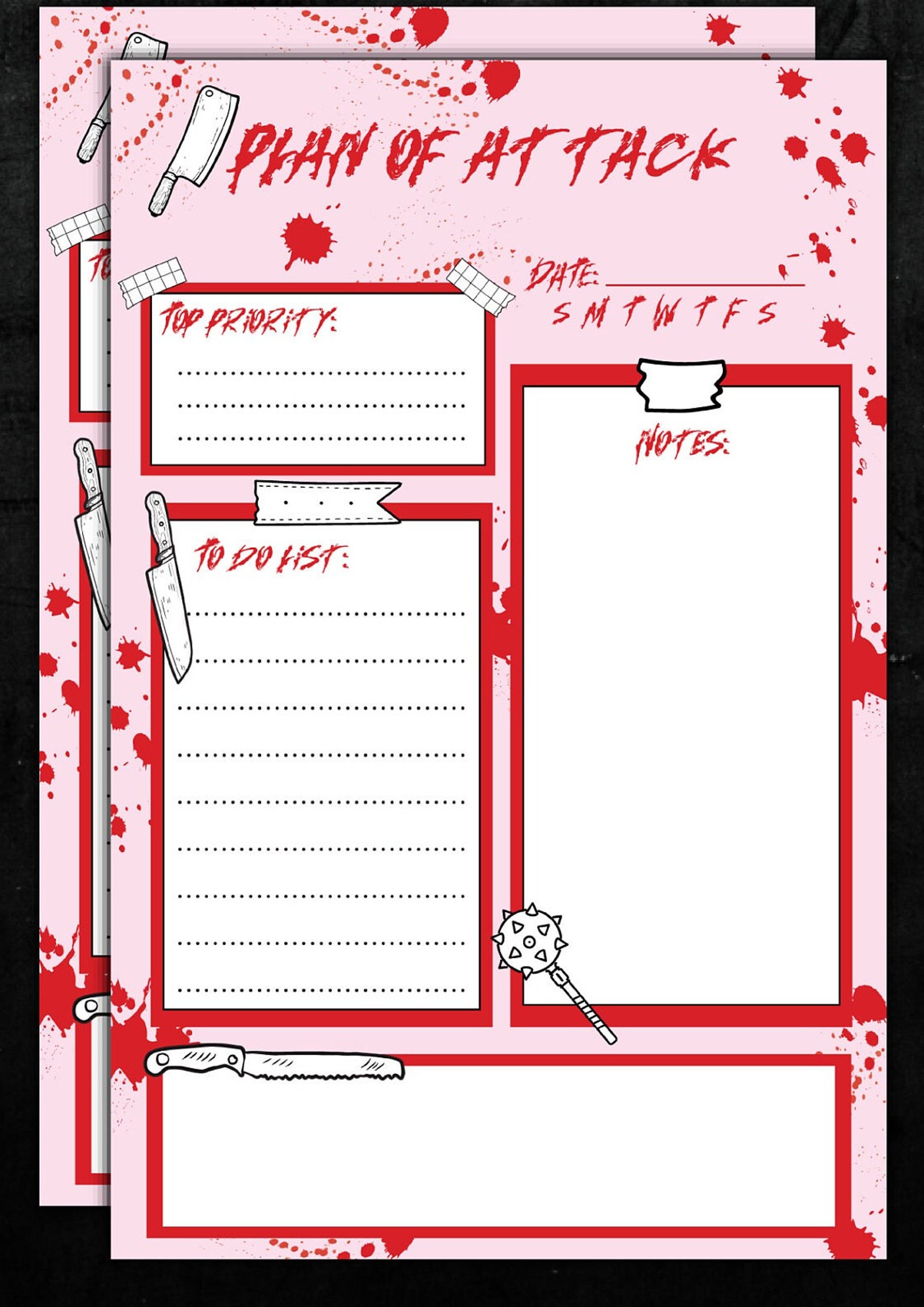 Daily Notepad Killer Note Pad Pastel Goth Daily Planner - Etsy