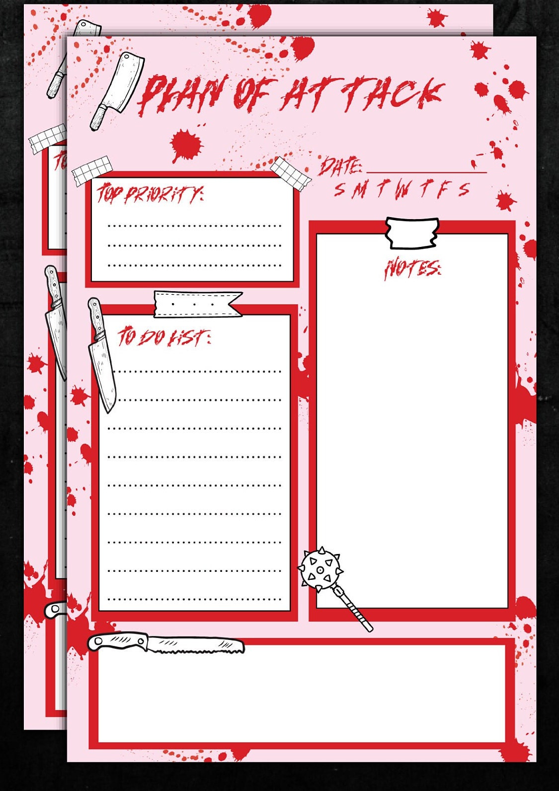 Daily Notepad Killer Note Pad Pastel Goth Daily Planner - Etsy