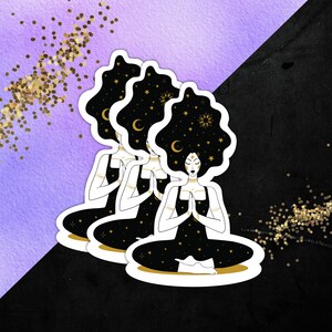 Mystical Goddess Sticker| Celestial Witchy Sticker| Meditation Sticker ...