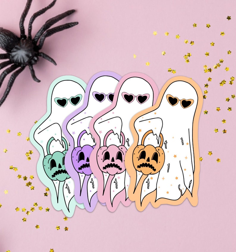 Pastel Ghost Sticker Set Halloween Ghost Sticker Pack Ghost - Etsy