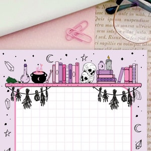 Pink Witch Notepad| Pink Halloween Notepad| Coven Bookish Memo Pad| Halloween Bookish - Etsy