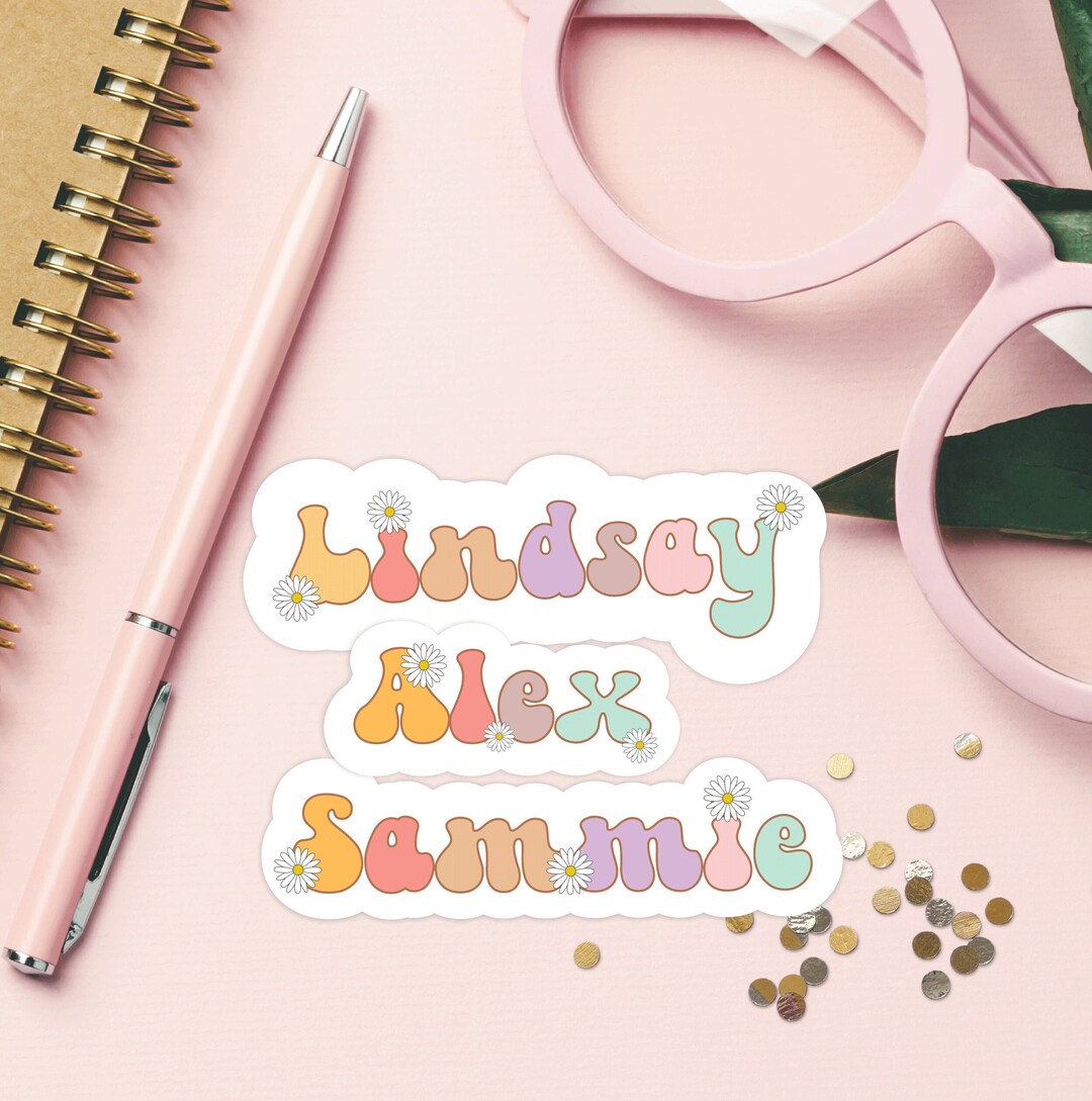 Personalized Name Sticker Custom Retro Name Sticker Custom - Etsy