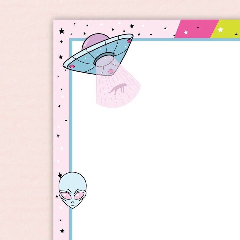 Pink Alien Tear Away Notepad Alien Notepad Spaceship Note - Etsy