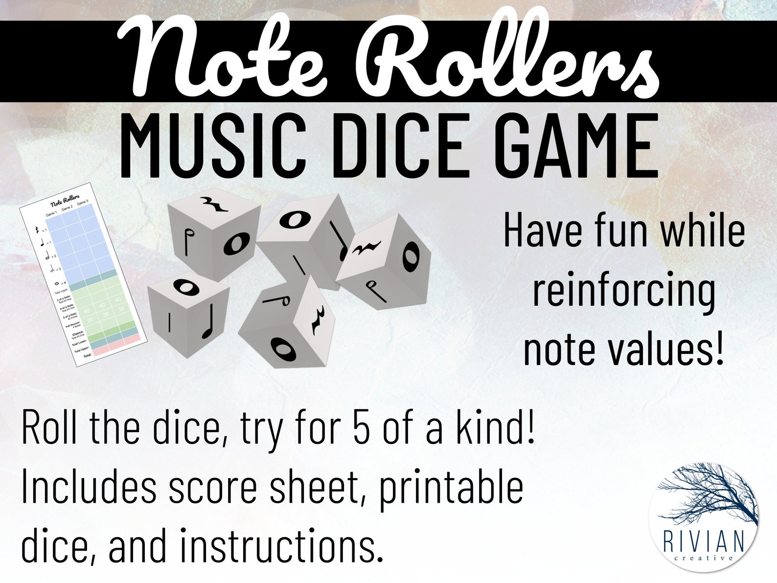 Note Rollers Musical Dice Game learn Note Durations and Score Points ...