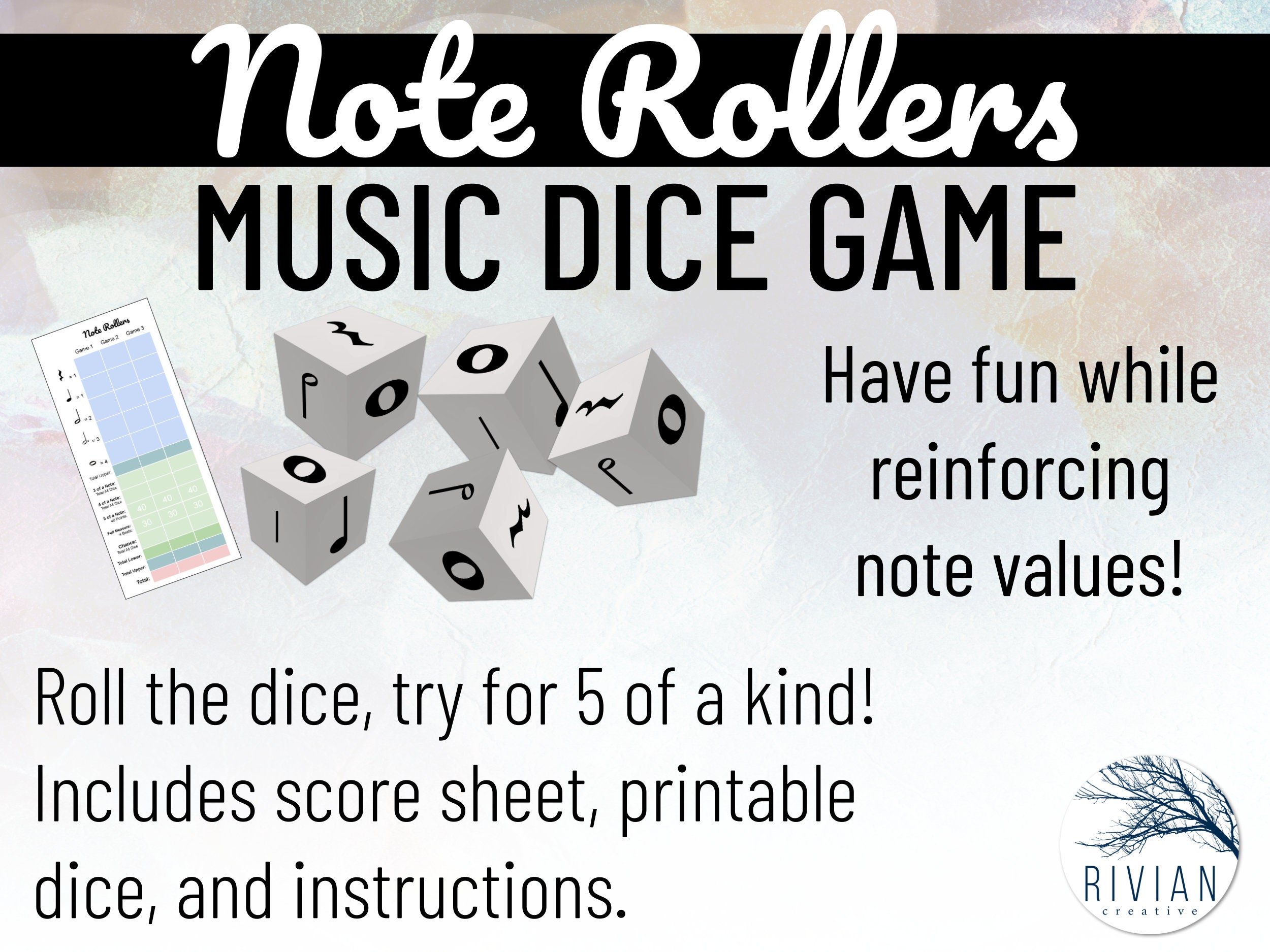 Note Rollers Musical Dice Game learn Note Durations and Score Points ...