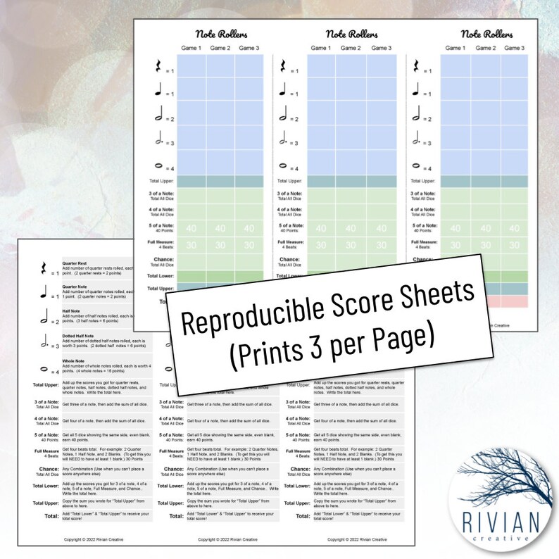 Note Rollers Musical Dice Game learn Note Durations and Score Points ...