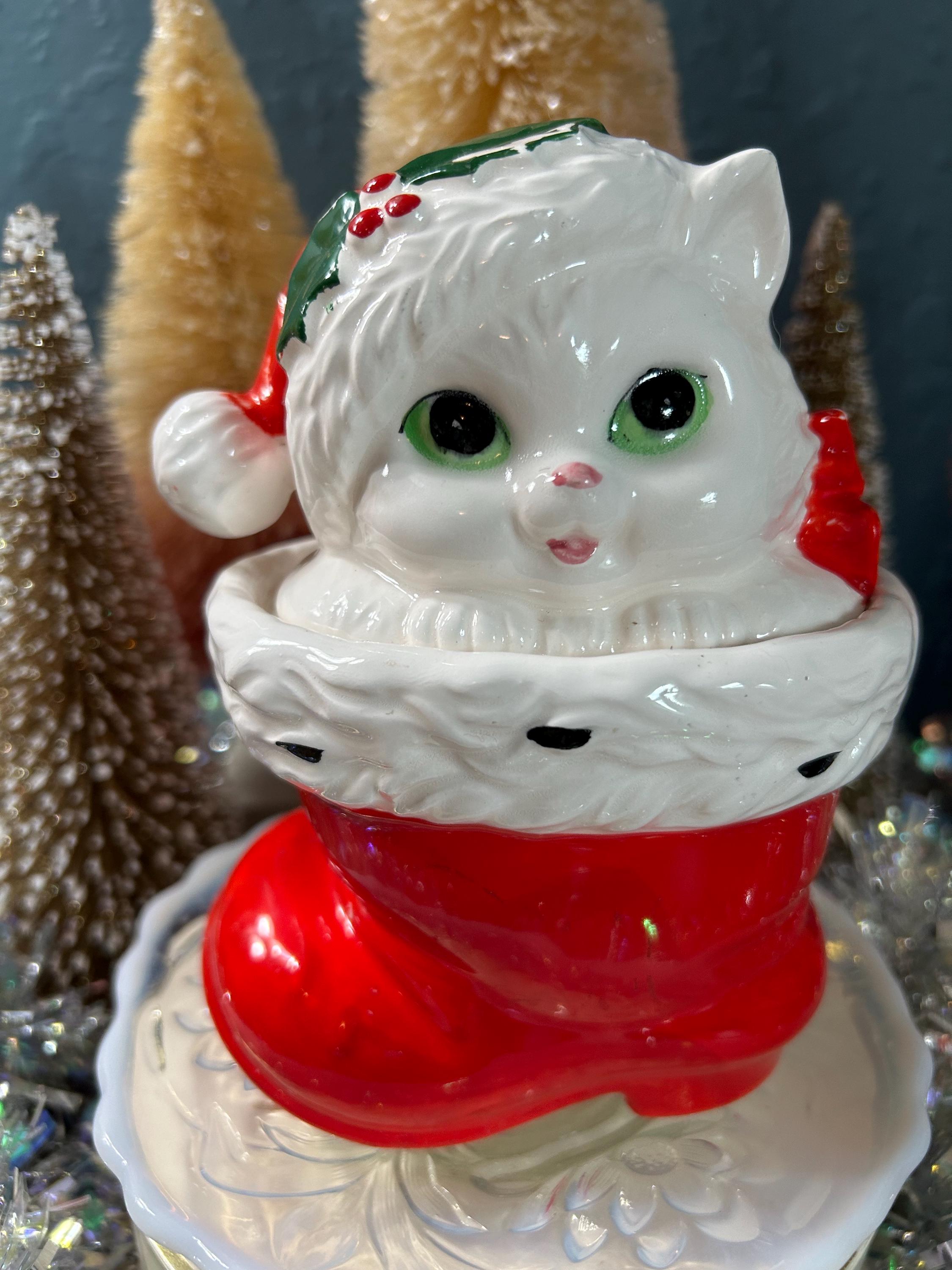 Vintage Cat Cookie Jar Christmas Cat Cookie Jar Lefton Sugar Cat ...