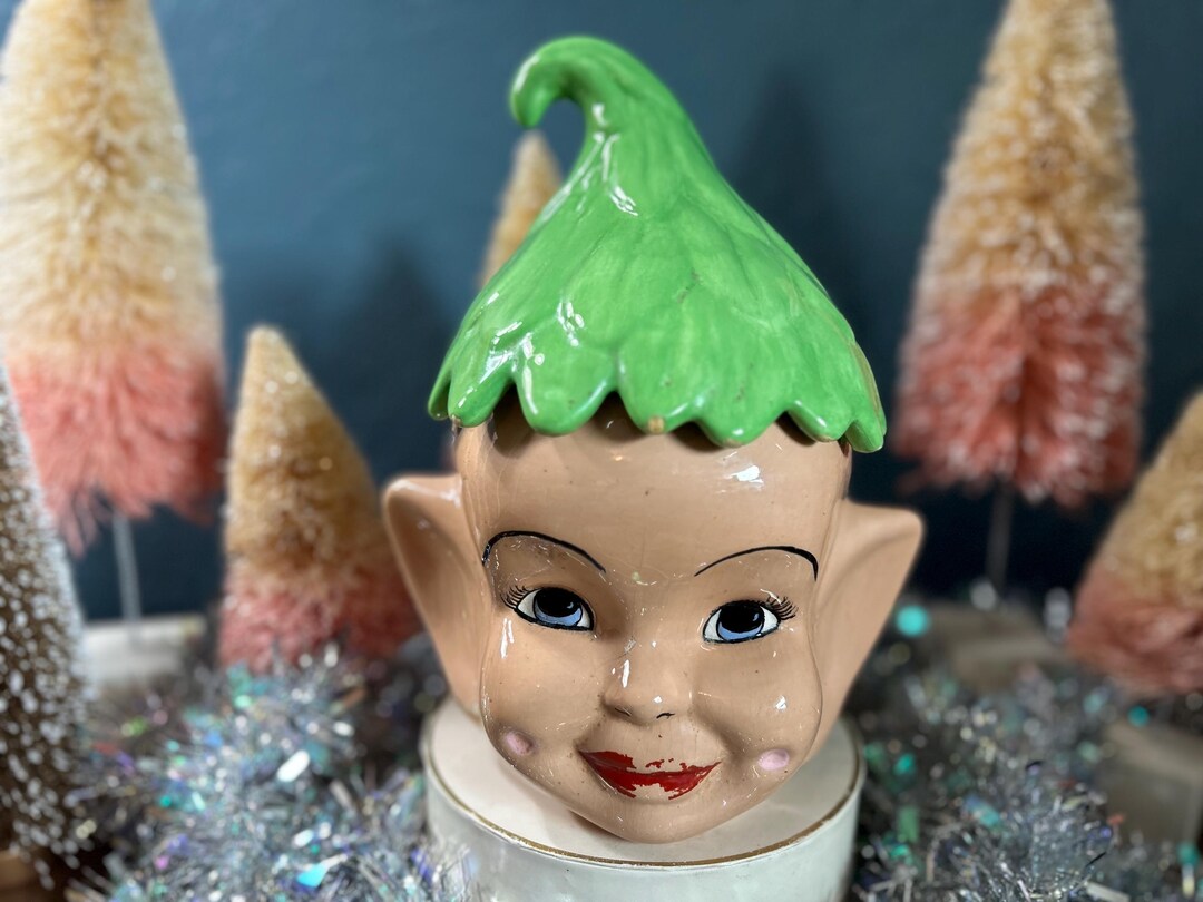 Vintage Elf Cookie Jar Christmas Pixie Cookie Jar - Etsy