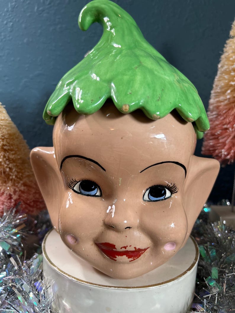 Vintage Elf Cookie Jar Christmas Pixie Cookie Jar - Etsy
