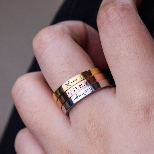 Stackable Name Rings - Etsy