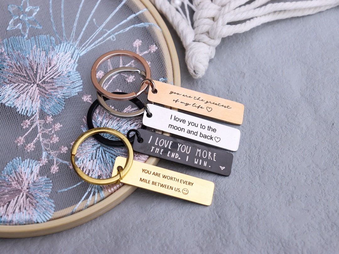 Engraved Metal Keychain Personalized Keychain Birthday Key Ring Drive ...